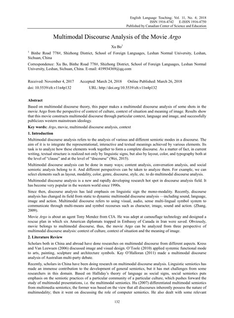 pdf multimodal discourse analysis of the movie argo