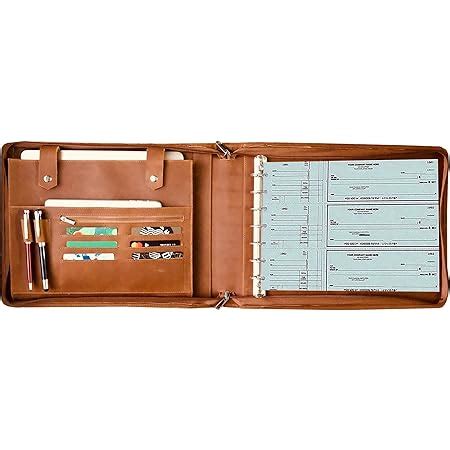 Amazon Leather Business Check Binder 7 Ring Zippered Business