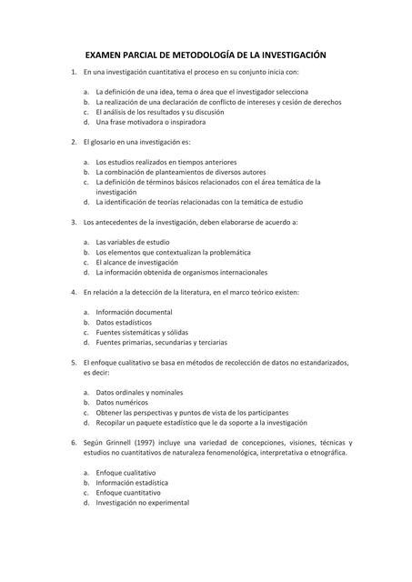 Examen parcial de metodología de la investigación Psico sin filtro