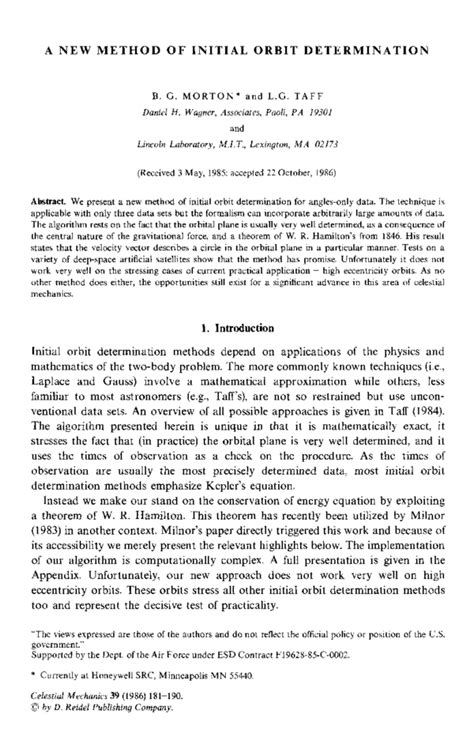 pdf a new method of initial orbit determination blaise morton