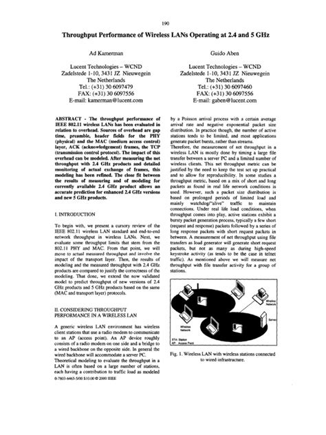 throughput performance of wireless lans operating at 24 and 5 gh pdf ieee 802 11