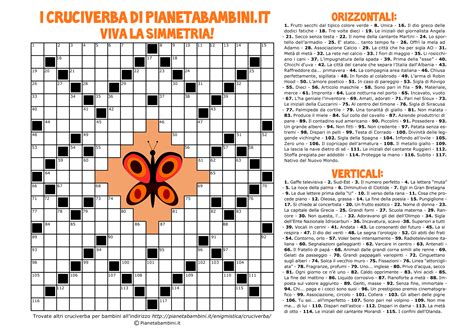 Cruciverba Per Bambini Di Anni Da Stampare Con Soluzioni
