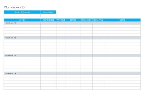 Plantilla Excel para Plan de Acción Descarga Gratis