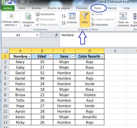 Filtro En Excel