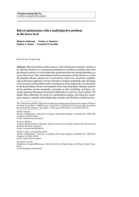 pdf bilevel optimization with a multiobjective problem in the lower level
