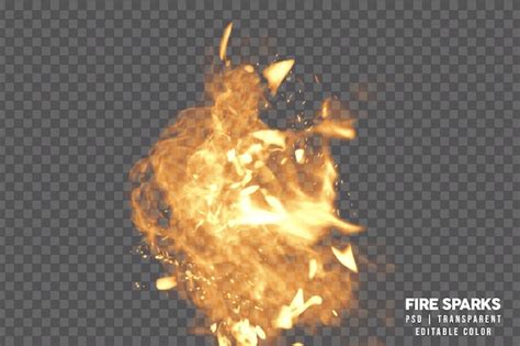 Premium Psd Burning Fire Sparks Isolated On Transparent Background
