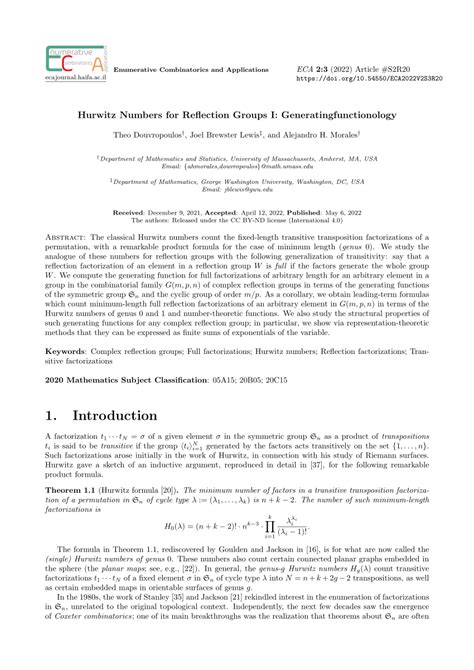pdf hurwitz numbers for reflection groups i generatingfunctionology