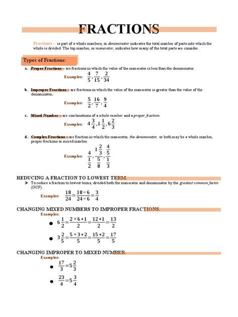 fractions pdf notation lexicology