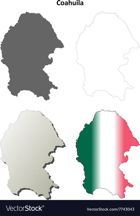 Coahuila Blank Outline Map Set Royalty Free Vector Image