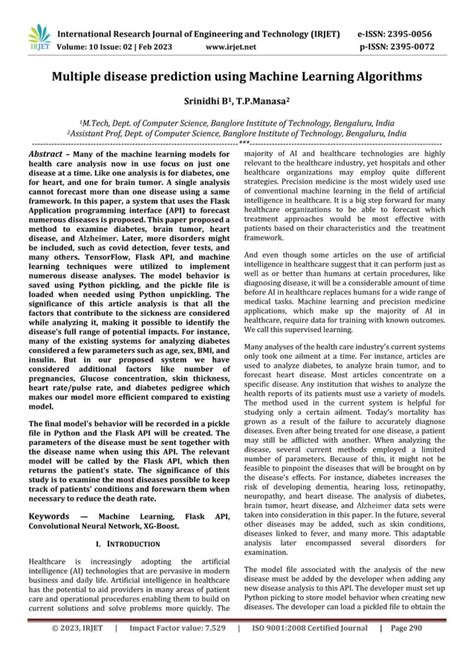 multiple disease prediction using machine learning algorithms pdf