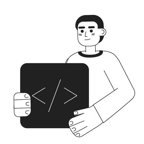 Premium Vector Professional Programmer Course Black And White Concept