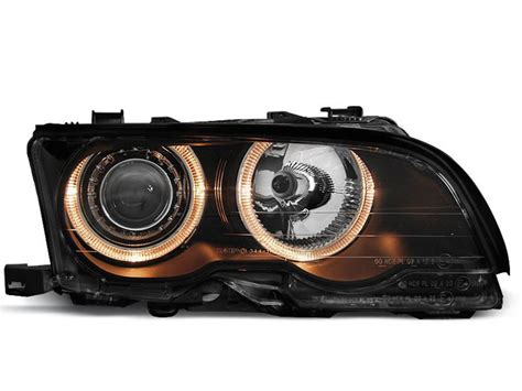 Paire De Feux Phares BMW Serie 3 E46 01 03 Angel Eyes Noir