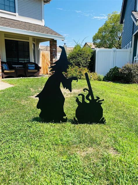 Large Witch And Cauldron Silhouette Halloween Yard Art Etsy