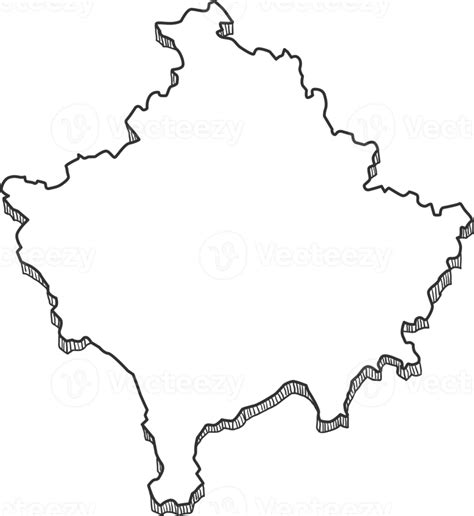 Hand Drawn Of Kosovo 3D Map 12707504 PNG