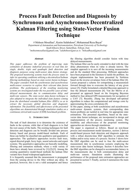 pdf process fault detection and diagnosis by synchronous and asynchronous decentralized kalman