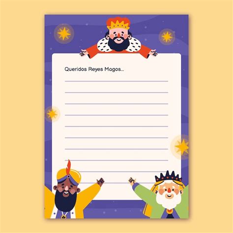 Plantilla De Carta De Reyes Magos Plana Vector Gratis