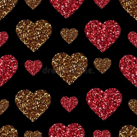 Gold Glitter Heart Seamless Pattern Symbol Of Love Valentine Day
