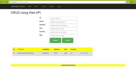 crud using asp web api in mvc part ten