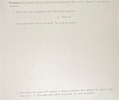 solved problem 2 5 points let y be the function defined