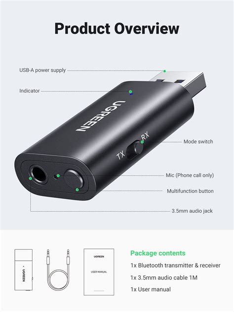 UGREEN 60300 Bluetooth 5 1 Transmitter Receiver PowerhousePC