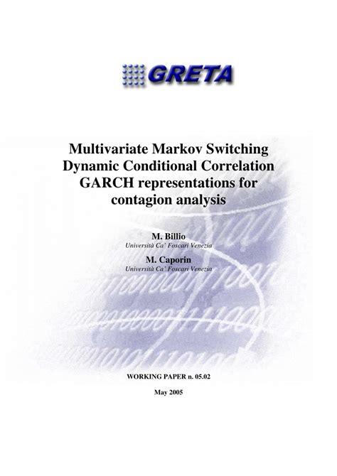 pdf multivariate markov switching dynamic conditional correlation garch representations for