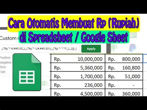 Cara Otomatis Membuat Rp Rupiah Di Spreadsheet Google Sheet YouTube