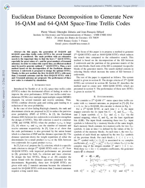 pdf euclidean distance decomposition to generate new 16 qam and 64 qam space time trellis