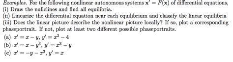examples for the following nonlinear autonomous