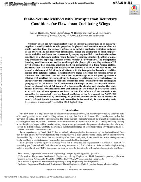 pdf finite volume method with transpiration boundary conditions for flow about oscillating wings