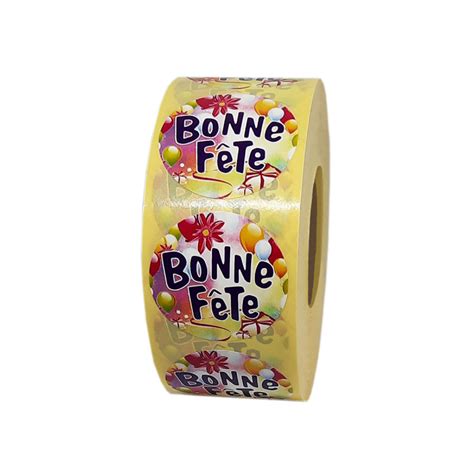 Étiquettes BONNE FÊTE Pastilles rondes Ø 35 mm En rouleau de 1000 ex