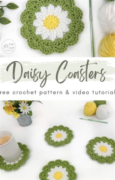 Crochet Daisy Flower Coaster FREE CROCHET PATTERN Craftorator