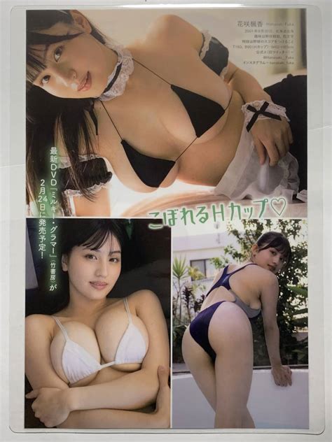 厚手ラミネート加工 花咲楓香 水着 雑誌切り抜き 2ページ 実話ザ タブー2024年3月24日号 グラビア B15 タレント 売買された