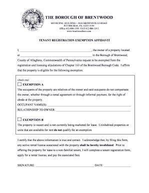 Fillable Online Tenant Reg Affidavit Fax Email Print PdfFiller