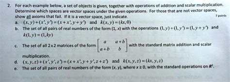 solved for each example below set of objects given together with operations of addition and