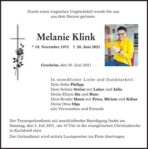 Traueranzeigen von Melanie Klink Allgäuer Zeitung