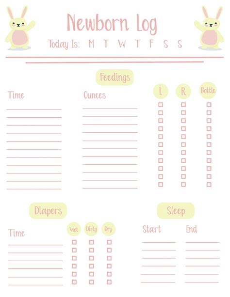 Printable Newborn Baby Tracker Feeding And Changing Log Etsy