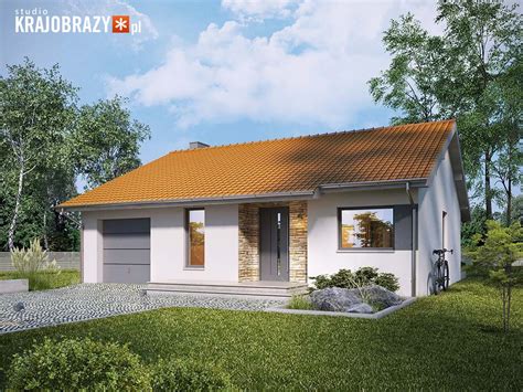 MALINÓWKA Projekt parterowego domku do 80m2 z garażem