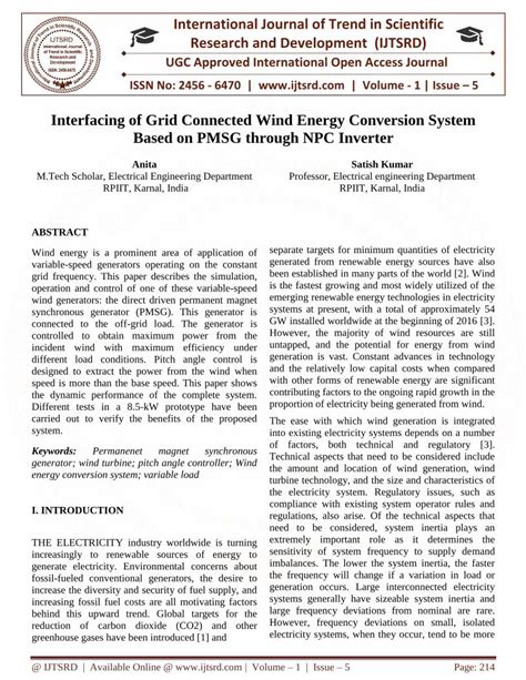 interfacing of grid connected wind energy conversion system based on pmsg through npc inverter
