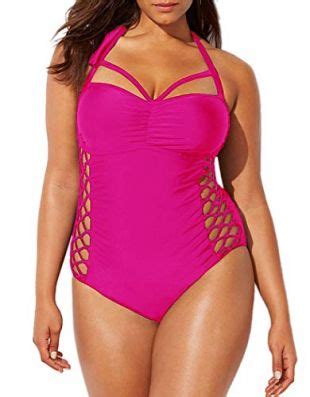 Yskkt Womens Plus Size Swimwear Sexy One Piece Swimsuit Cut Out Lace