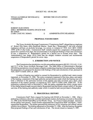 Fillable Online Docket No Texas Alcoholic Beverage Before