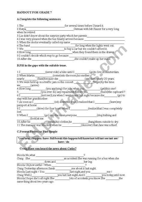English Tenses Übungen PDF Nehru Memorial