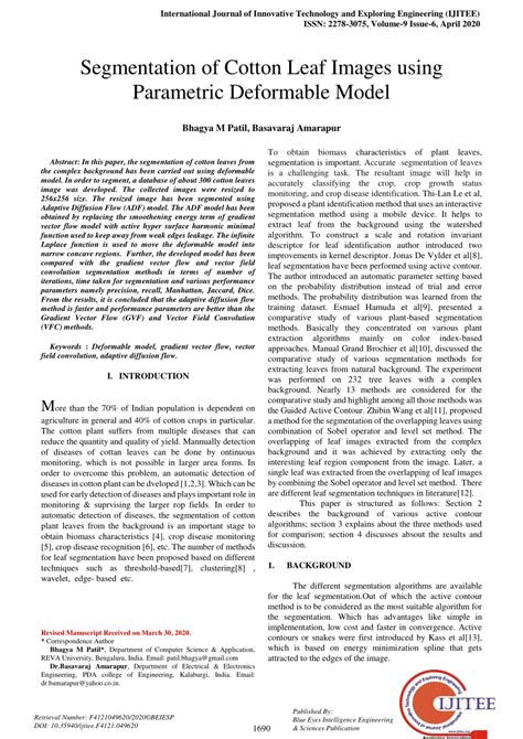 [pdf] segmentation of cotton leaf images using parametric deformable model