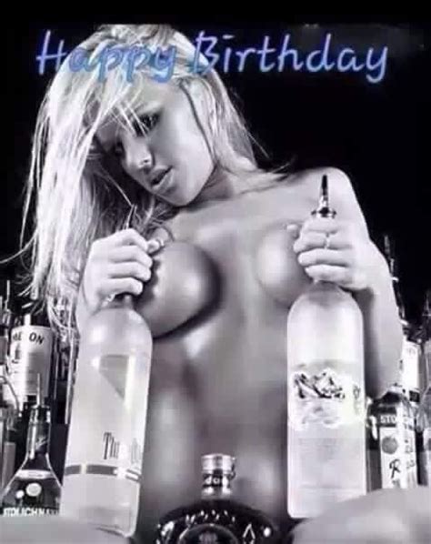 A Naked Woman Holding Two Bottles In Front Of Her Face And The Words