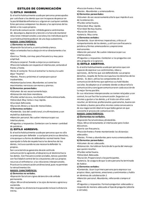Estilos de comunicación ficha tecnica PDF