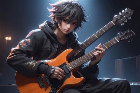 Premium Photo Anime Character Playing Guitar