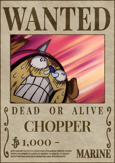One Piece Cartaz De Procurado Atualizado Chopper One Peice Anime