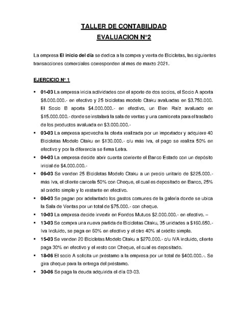 Contabilidad Iplacex TALLER DE CONTABILIDAD EVALUACION N La Empresa