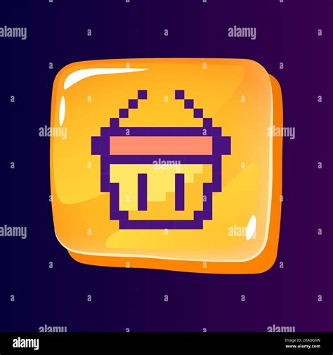 Shopping Basket Glossy Ui Button With Pixelated Color Icon Stock Vector