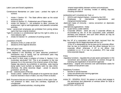 Labor Collated Notes Transcribed Lectures Of Dean Duka Labor Laws