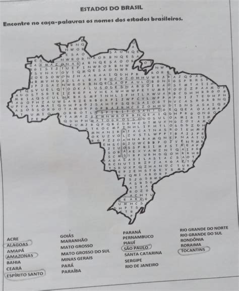 Caça Palavras Estados Brasileiros REVOEDUCA